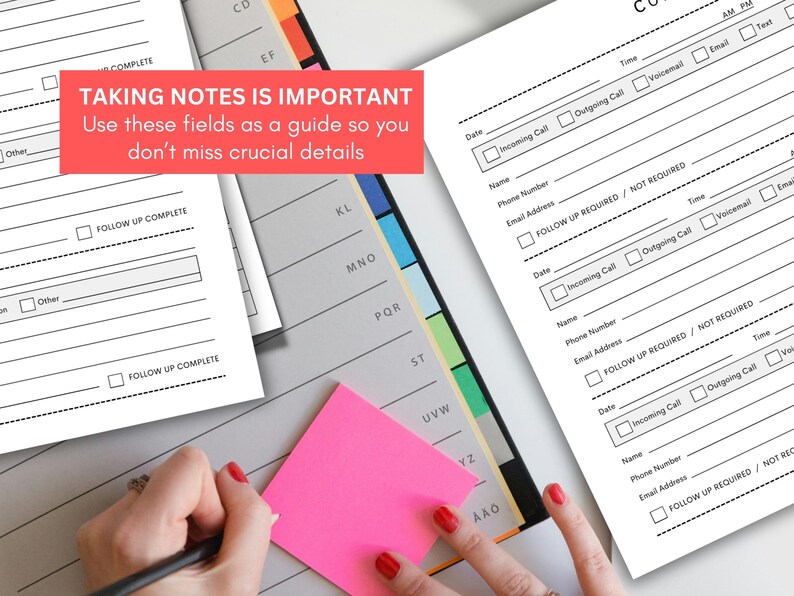 Communication Log, Work Communication Notebook Page, Call Tracking Form ...