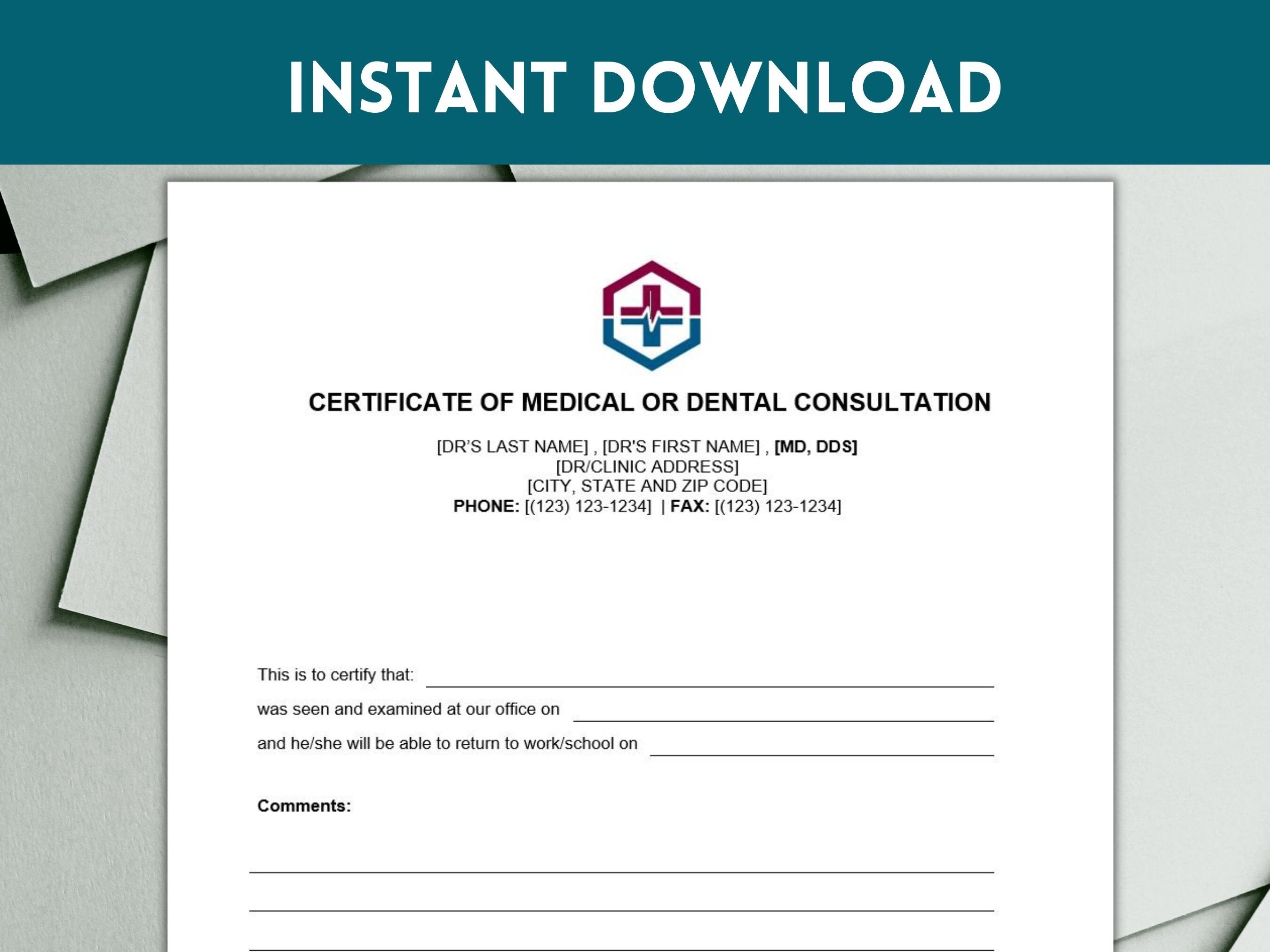 Doctor's Note, Dentist Note, Doctor's Letter, Dentist Letter, Medical ...