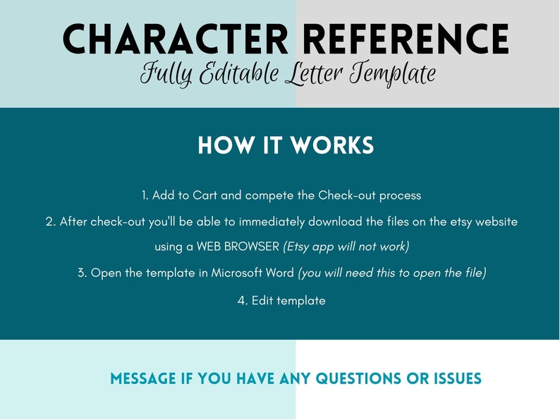 Professional Character Reference Letter Template, Microsoft Word ...