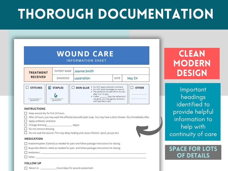 Wound Care Patient Information Sheet, Doctors Notes, Wound After Care ...