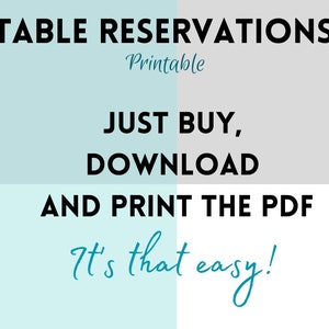 Printable Table Reservation List, Restaurant Table Reservation Form ...