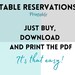 Printable Table Reservation List, Restaurant Table Reservation Form ...