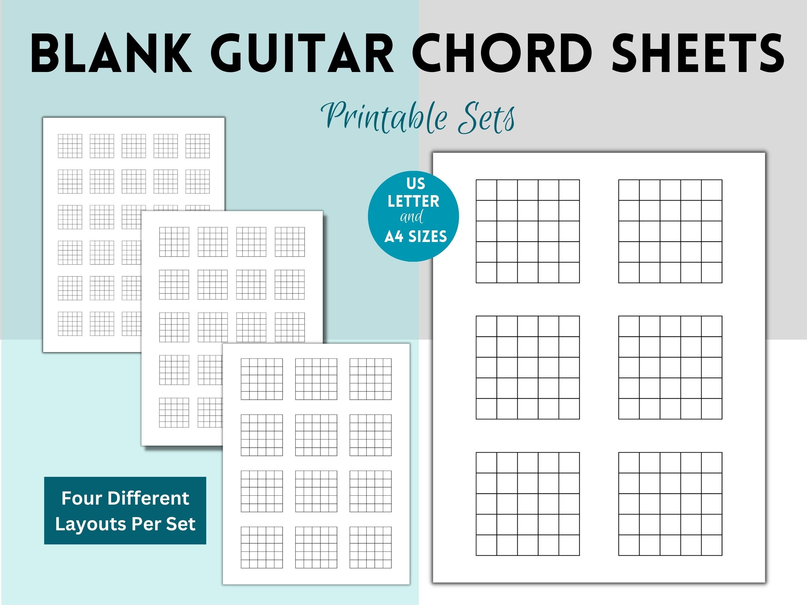 Printable Guitar Blank Chord Chart, Blank Guitar Chord Chart, Guitar ...
