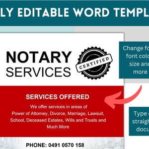 Editable Notary Services Tear-off Flyer, Flyer Template, Notary ...