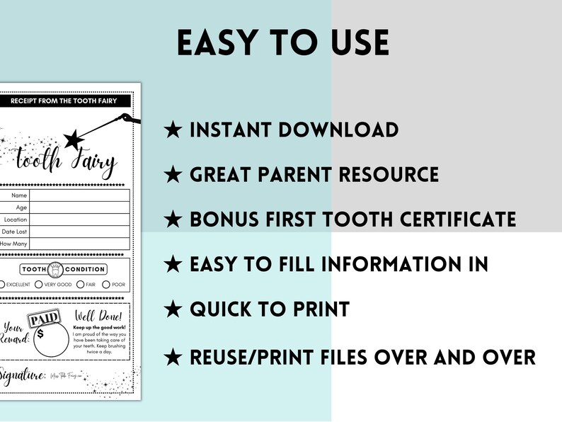 Tooth Fairy Letter Receipt Printable, Kids Tooth Fairy Letter, Lost ...