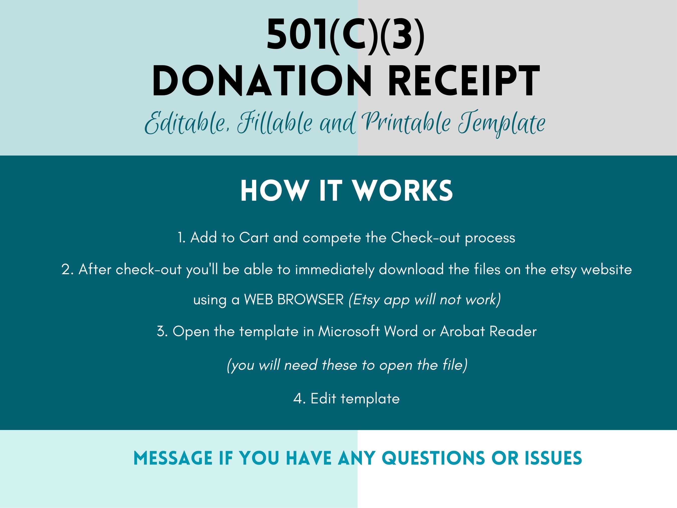 501(c)(3) Donation Receipt, 501(c)(3) Donation Receipt Template, 501(c ...