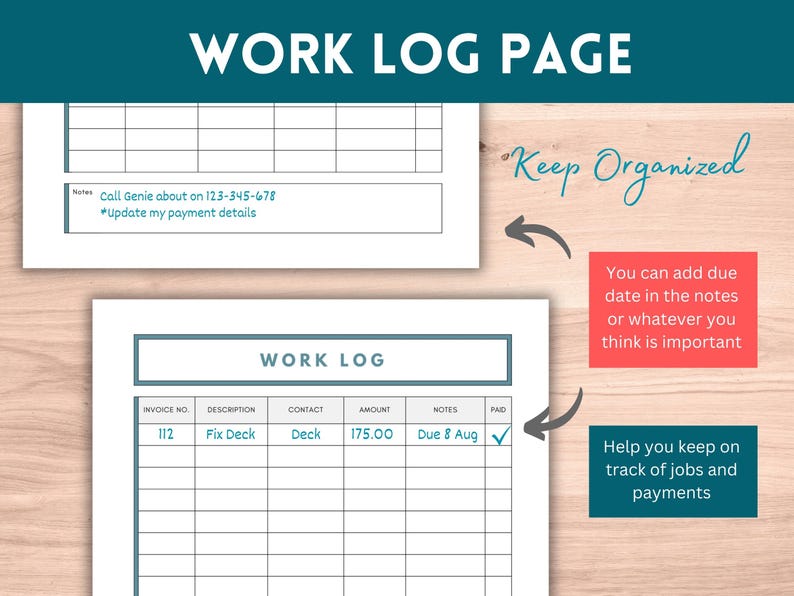 Invoice Template, Printable Invoice, Business Invoice, Construction ...