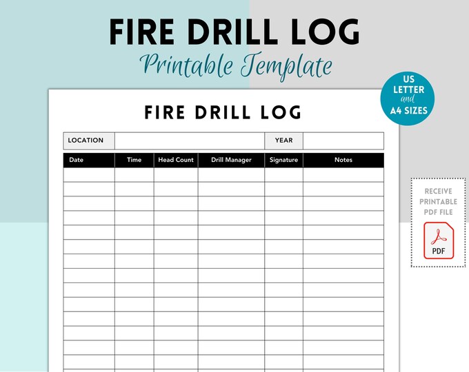 Fire Drill and Fire Detection Log Daycare Fire Drill Log Childcare Fire ...