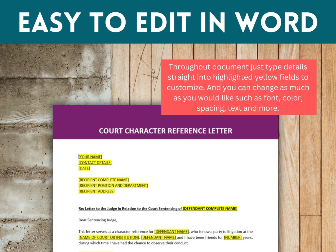 Court Character Reference Letter Template, Court Character Reference ...