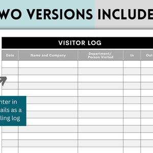 Printable Visitor Log, Visitor Sign in / Sign Out Sheet, Visitation Log ...