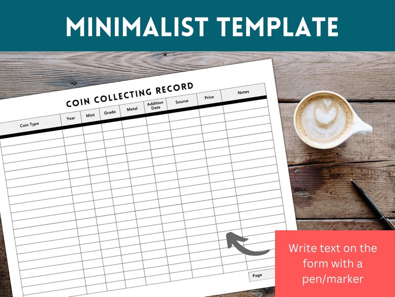 Coin Collection Record, Coin Inventory Log, Coin Collection ...