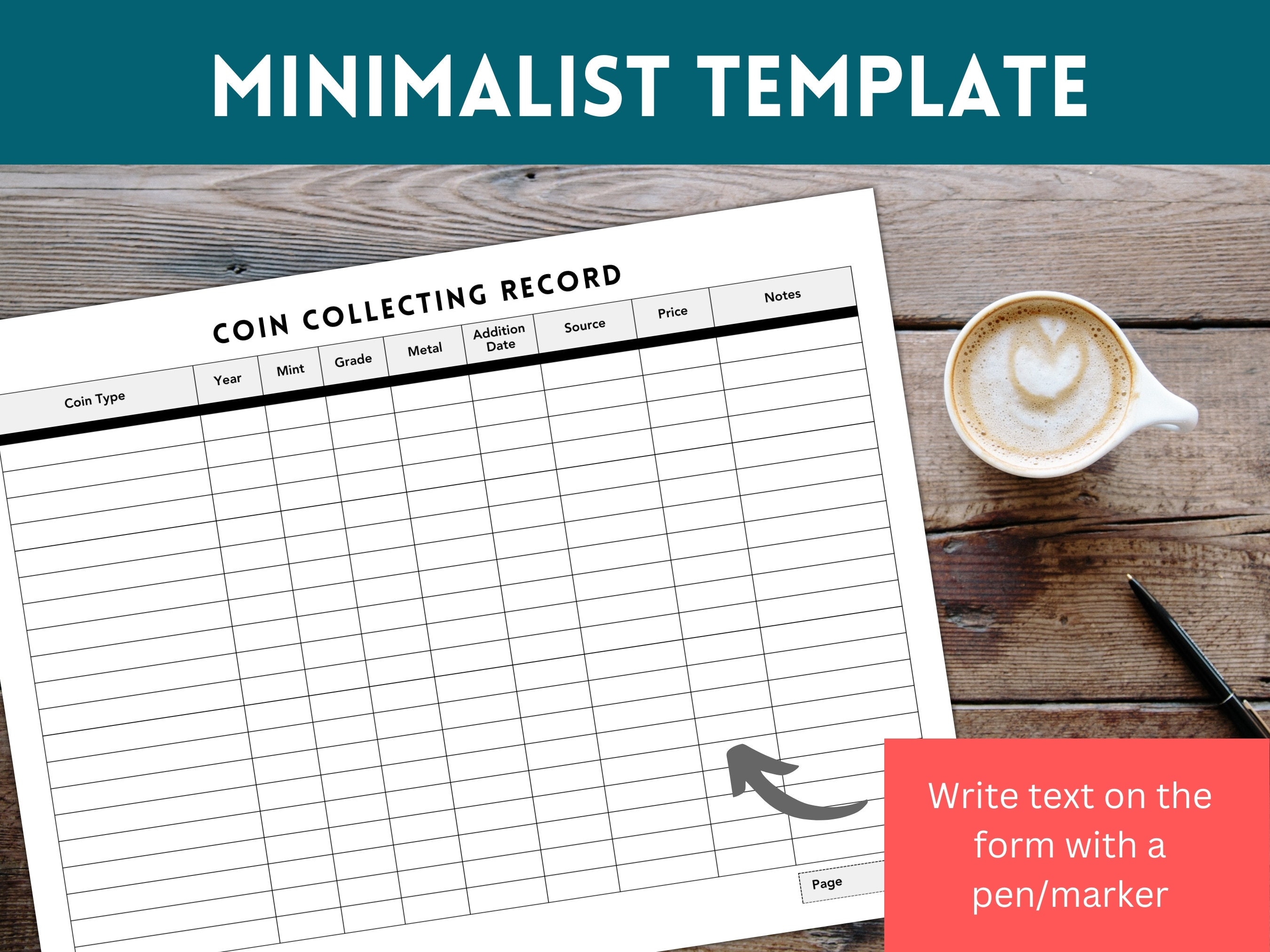 Coin Collection Record, Coin Inventory Log, Coin Collection ...