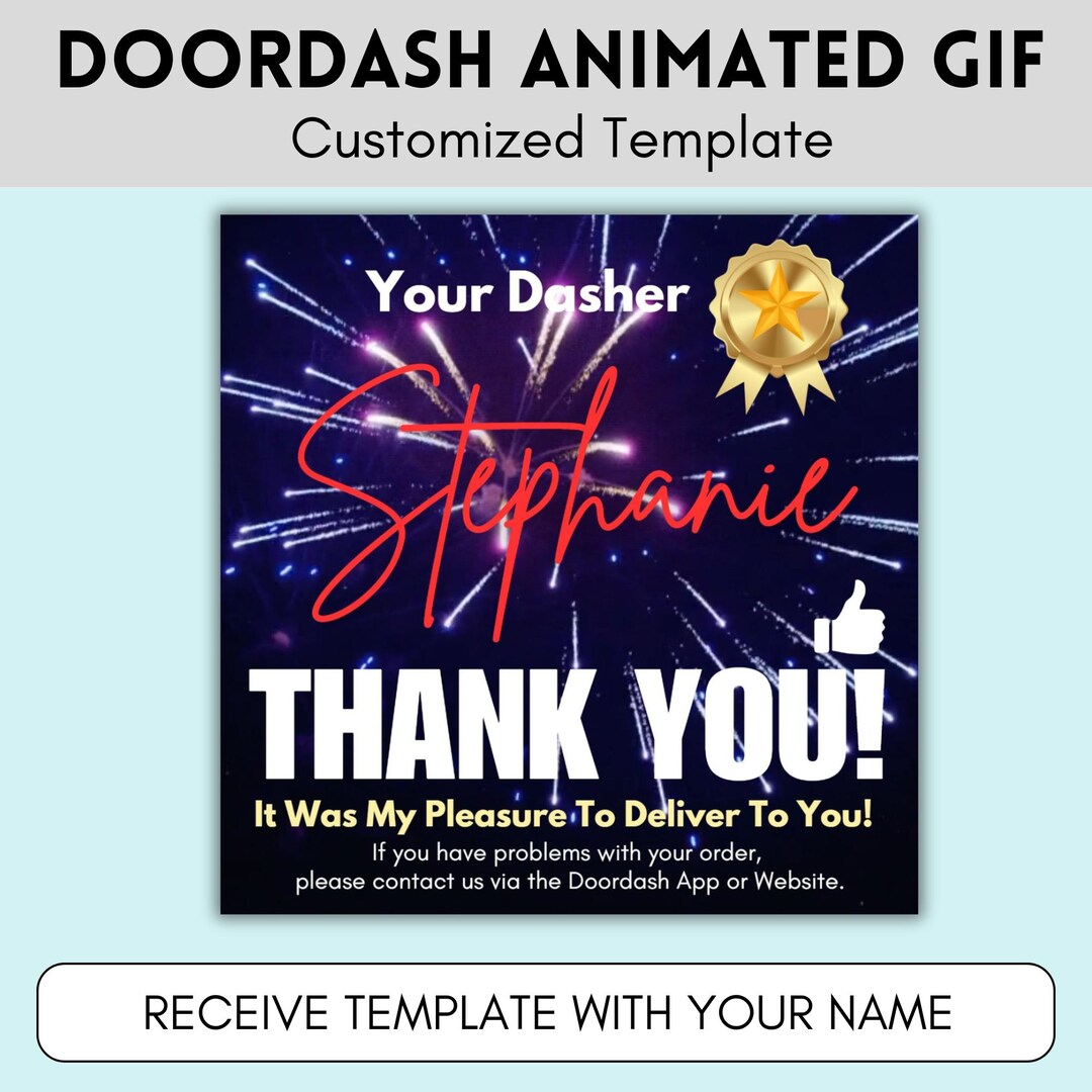 Personalized Dasher Animated Thank You Gif, Custom Delivery Driver Text ...