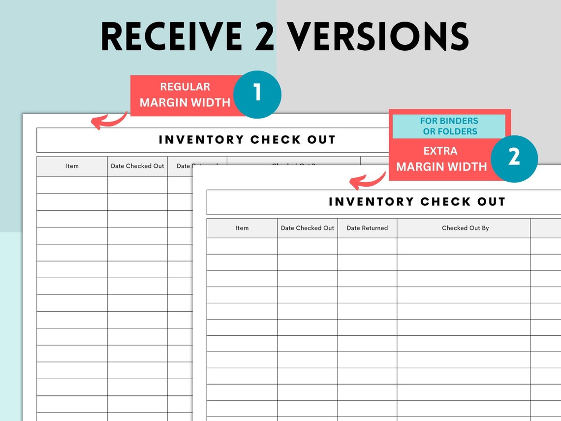 Inventory Check Out Sheet, Inventory Sign Out Sheet, Inventory Tracker ...
