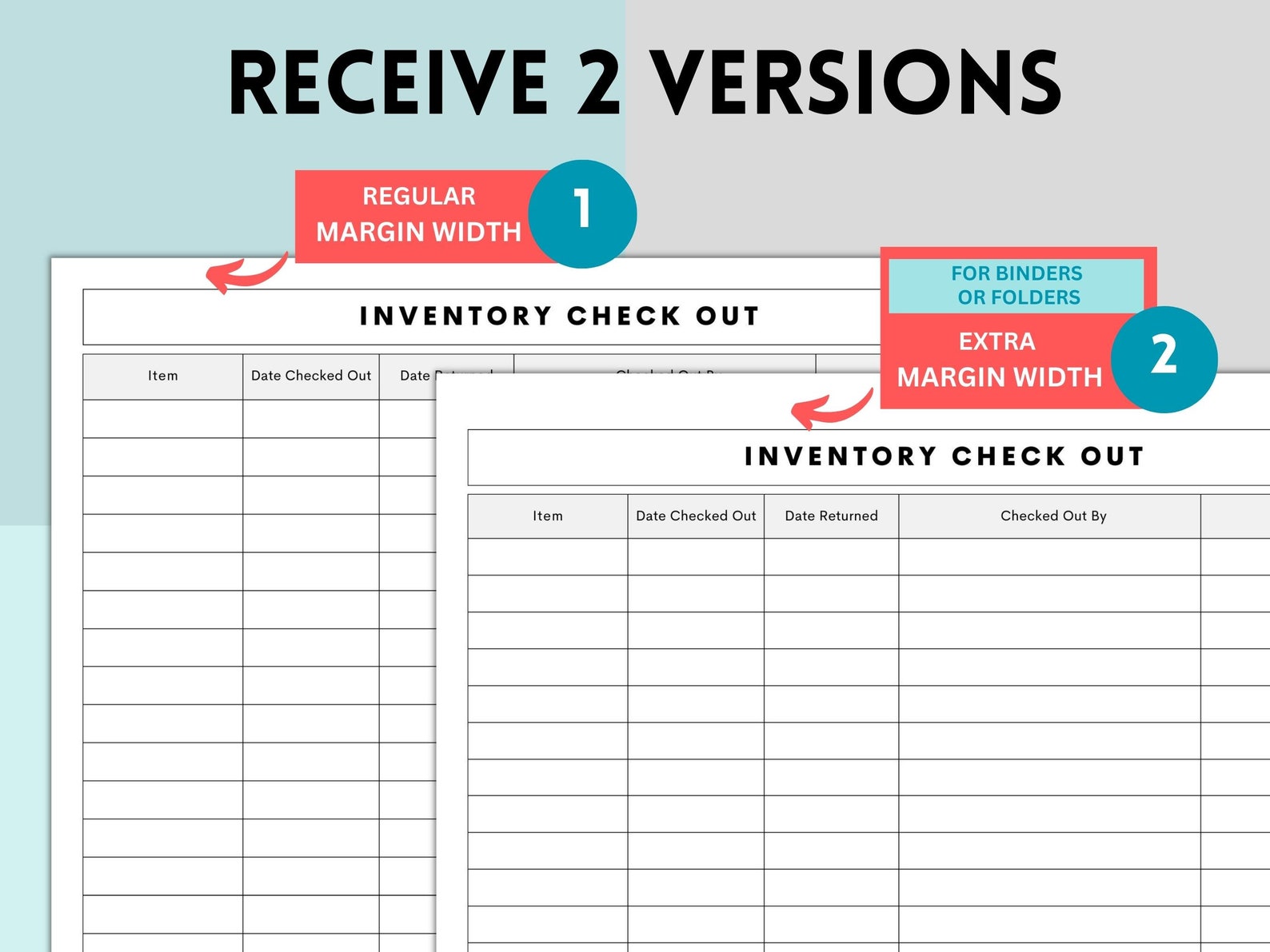 Inventory Check Out Sheet, Inventory Sign Out Sheet, Inventory Tracker ...
