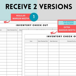 Inventory Check Out Sheet, Inventory Sign Out Sheet, Inventory Tracker ...