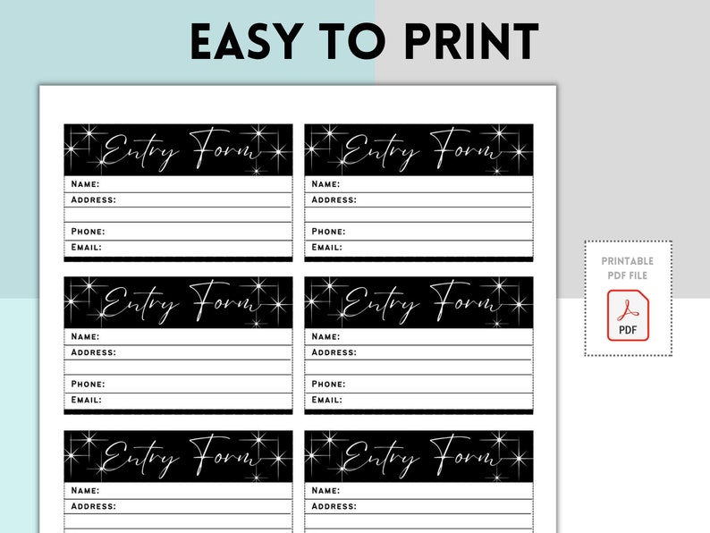 Printable Raffle Entry Form Ticket, Enter to Win Printable Ticket ...