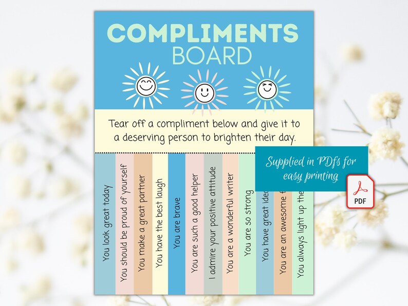 Printable Tear off Compliments, Random Acts of Kindness Activity ...