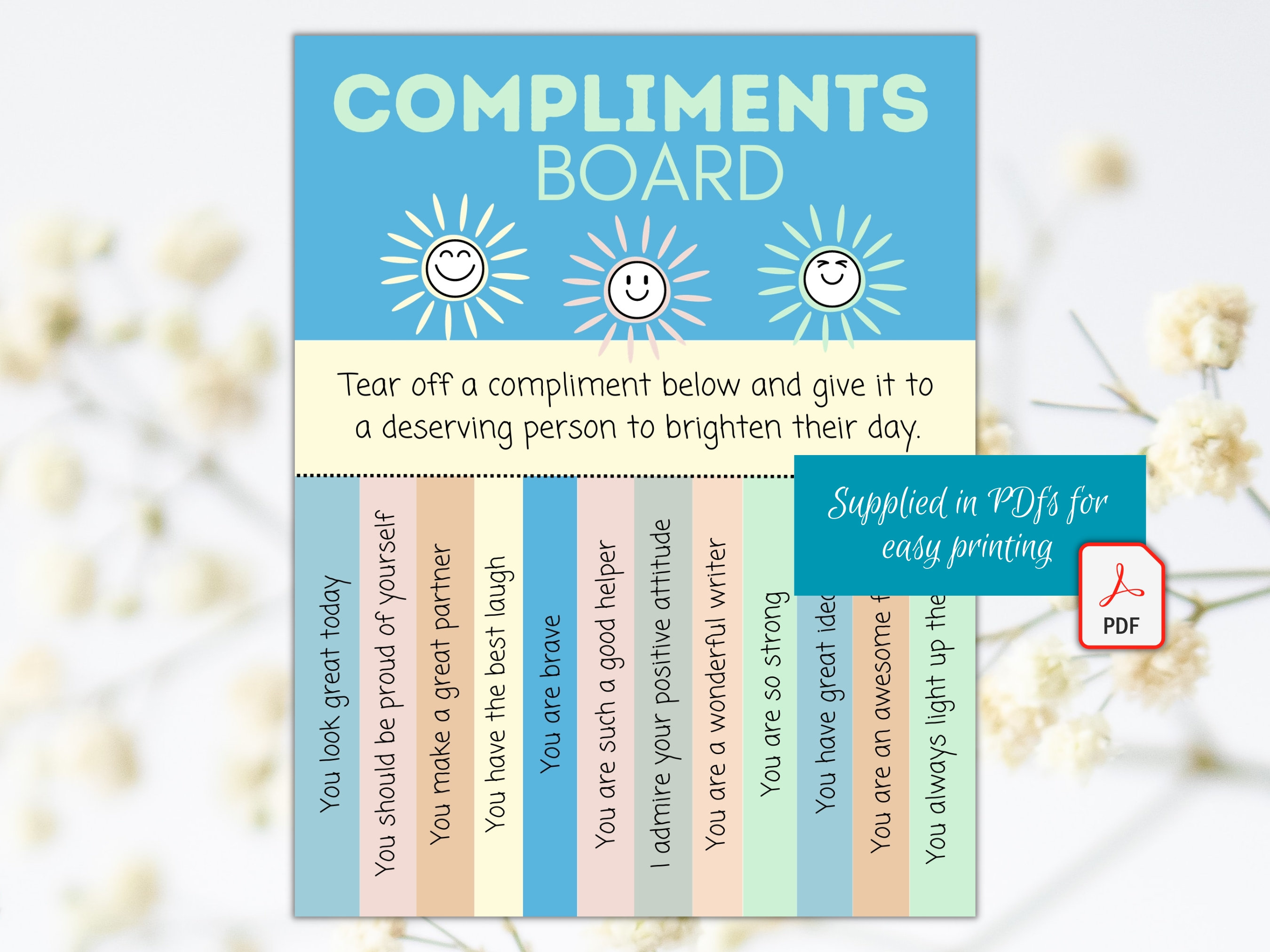 Printable Tear off Compliments, Random Acts of Kindness Activity ...