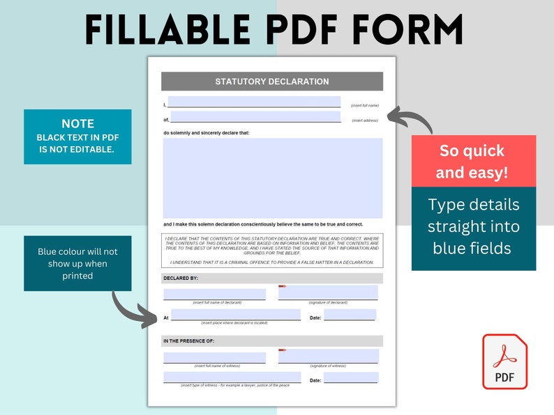 Statutory Declaration, Statutory Declaration Form, Statutory ...
