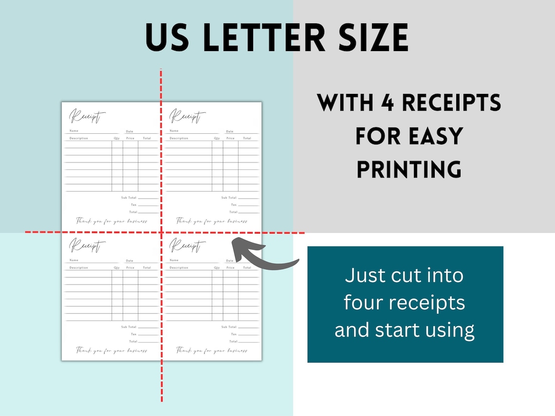 Cute Receipt, Printable Receipt Form, Small Business Receipt, Sales ...
