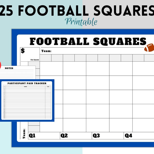 Free Football Squares Printable - Etsy