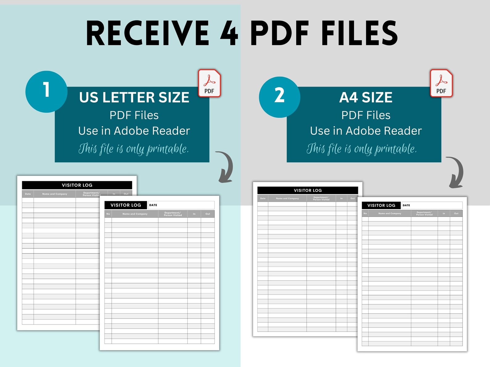 Printable Visitor Log, Visitor Sign in / Sign Out Sheet, Visitation Log ...
