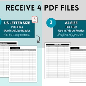 Printable Visitor Log, Visitor Sign in / Sign Out Sheet, Visitation Log ...