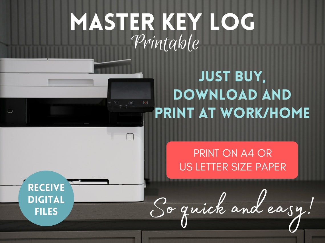 Master Key Log, Master Key Register, Master Key Record, Key Tracking ...