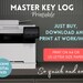 Master Key Log, Master Key Register, Master Key Record, Key Tracking ...