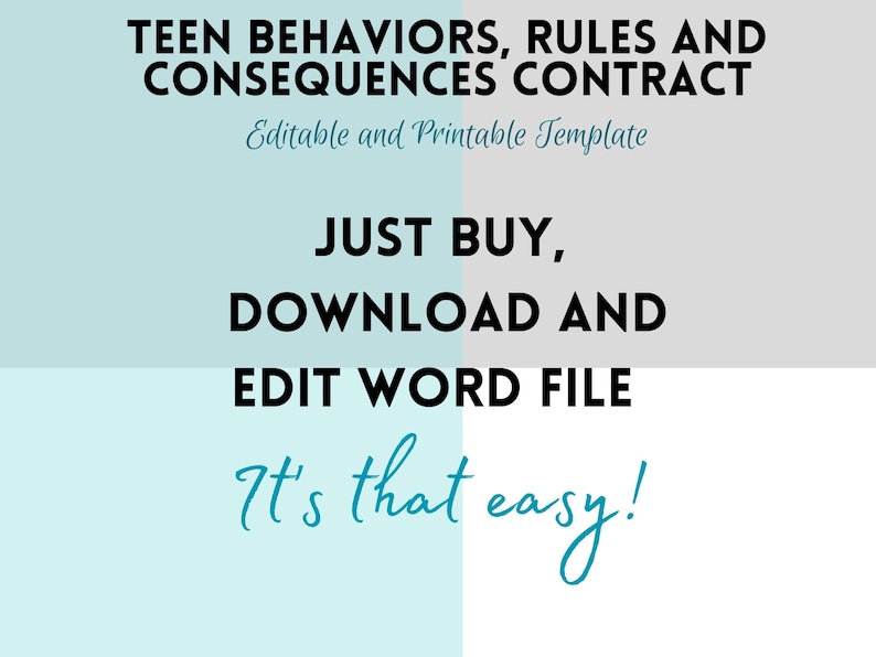 Teen Behavior Contract Contract For Teenager Actions And Consequences For Teens Rules For