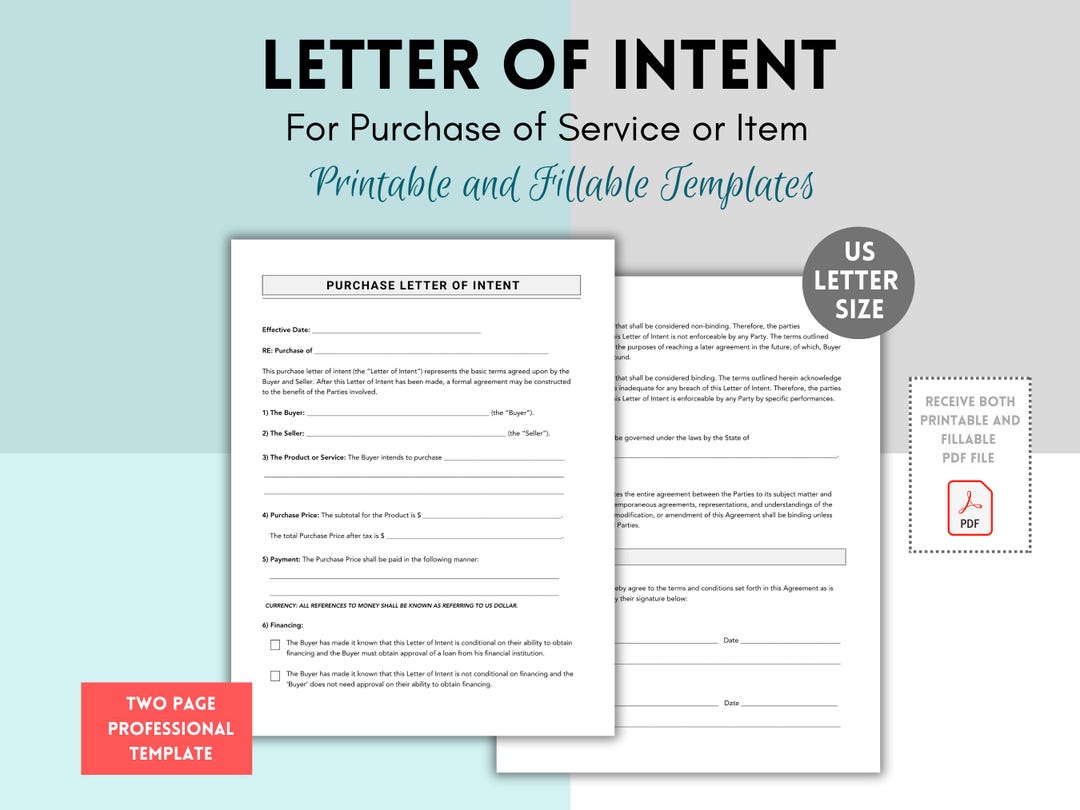 Letter of Intent, Agreement Terms, Business Document, LOI Template ...