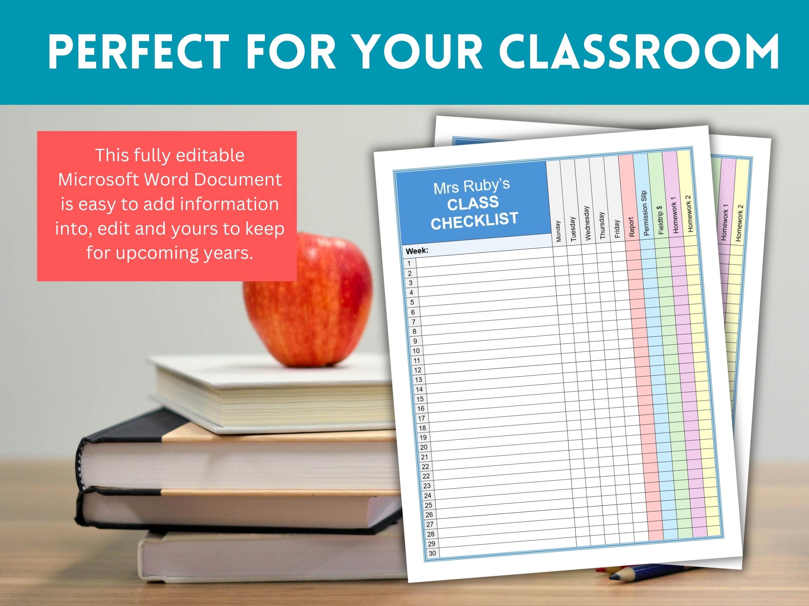Class Attendance Checklist, Attendance Record, Attendance Sheet ...