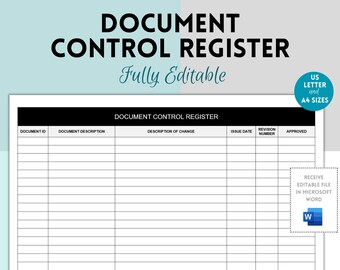 Document Control Template - Etsy