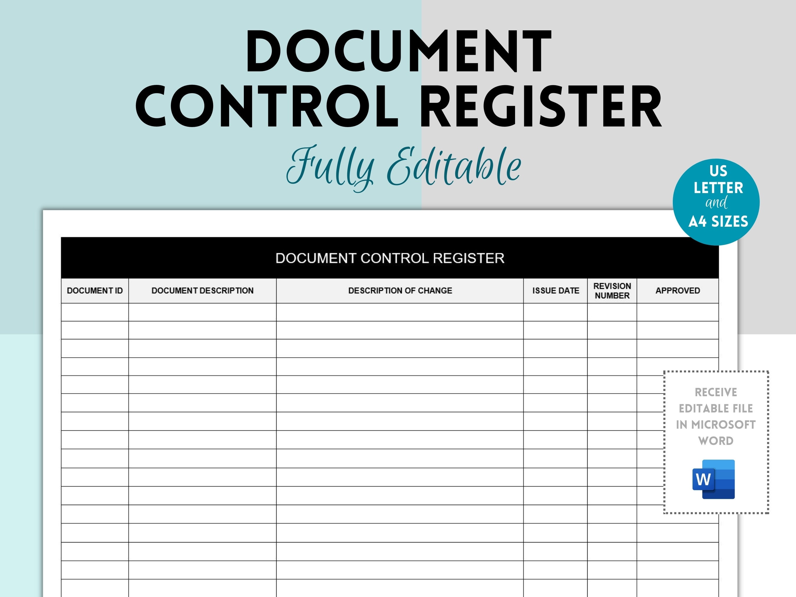Document Control Register, Document Control Template, Business ... Document Control Register, Document Control Template, Business ...