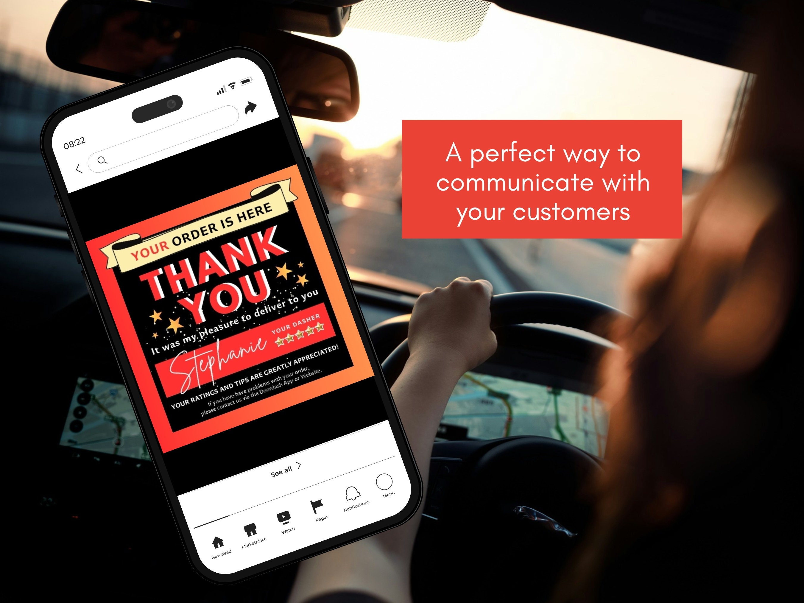 Personalized Dasher Animated Thank You Gif, Custom Delivery Driver Text ...