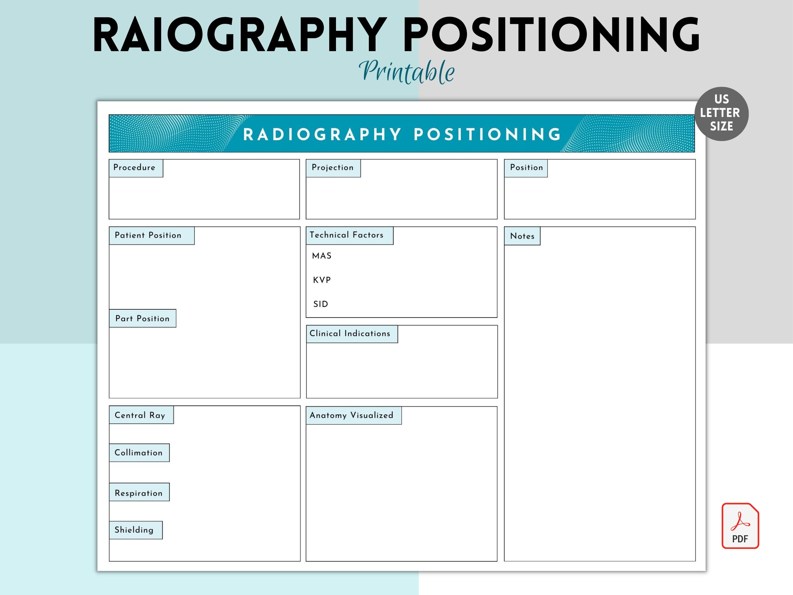Radiography Positioning and Procedures Notes Template, Radiology ...