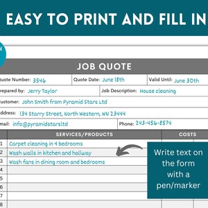 Printable Quote Template, Quote Form, Job Proposal Template ...