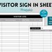 Printable Visitor Log, Visitor Sign in / Sign Out Sheet, Visitation Log ...
