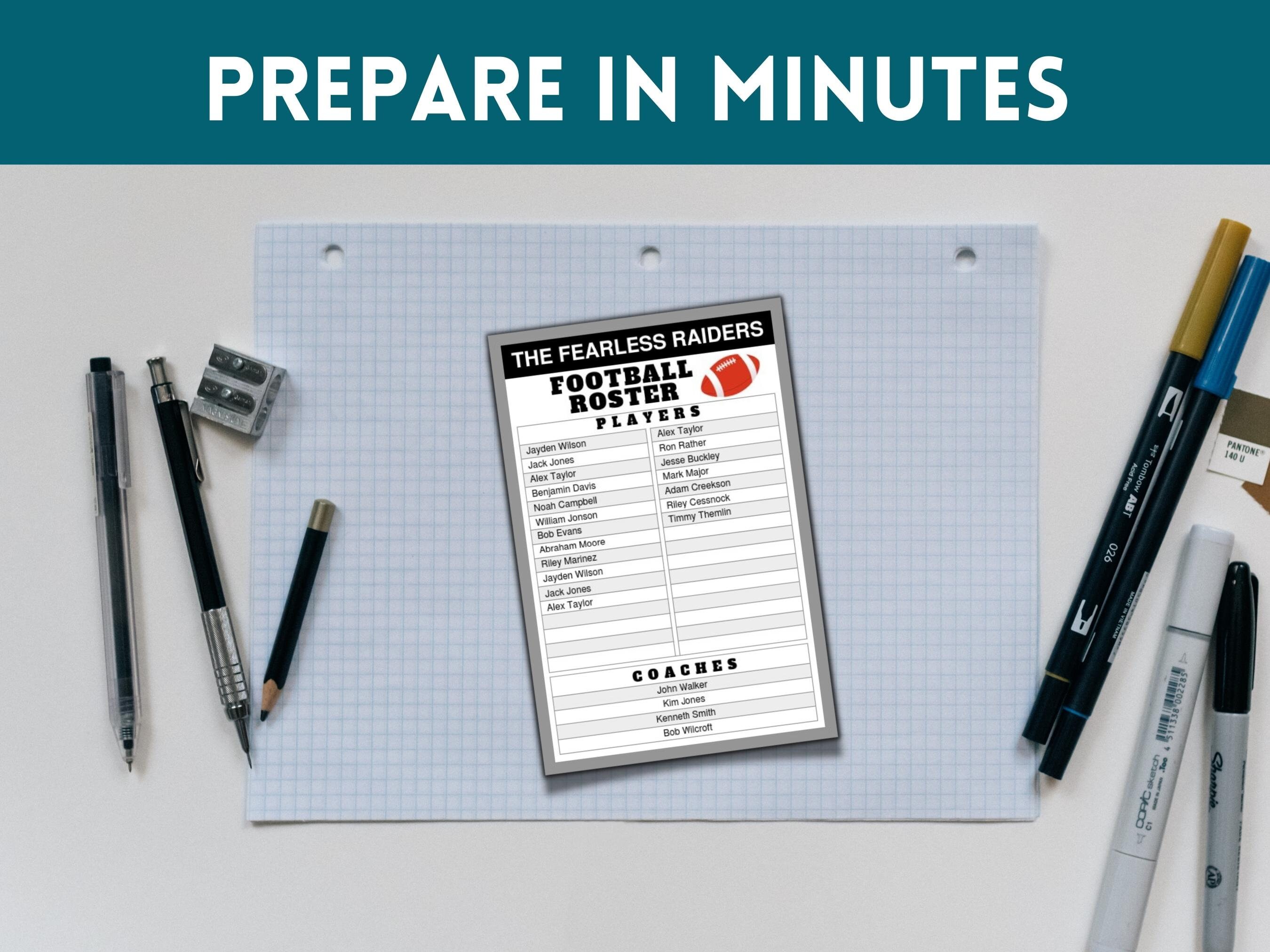 Football Team Roster Card Editable, Football Roster Card, Football ...