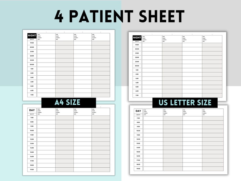 Nurse Hourly Shift Schedule, 3,4,5,6 Patient Medication, Nursing Shift ...