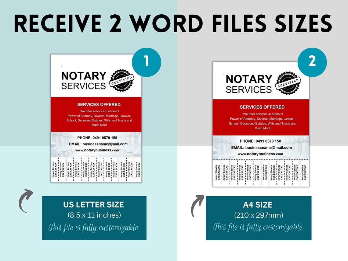Editable Notary Services Tear-off Flyer, Flyer Template, Notary ...