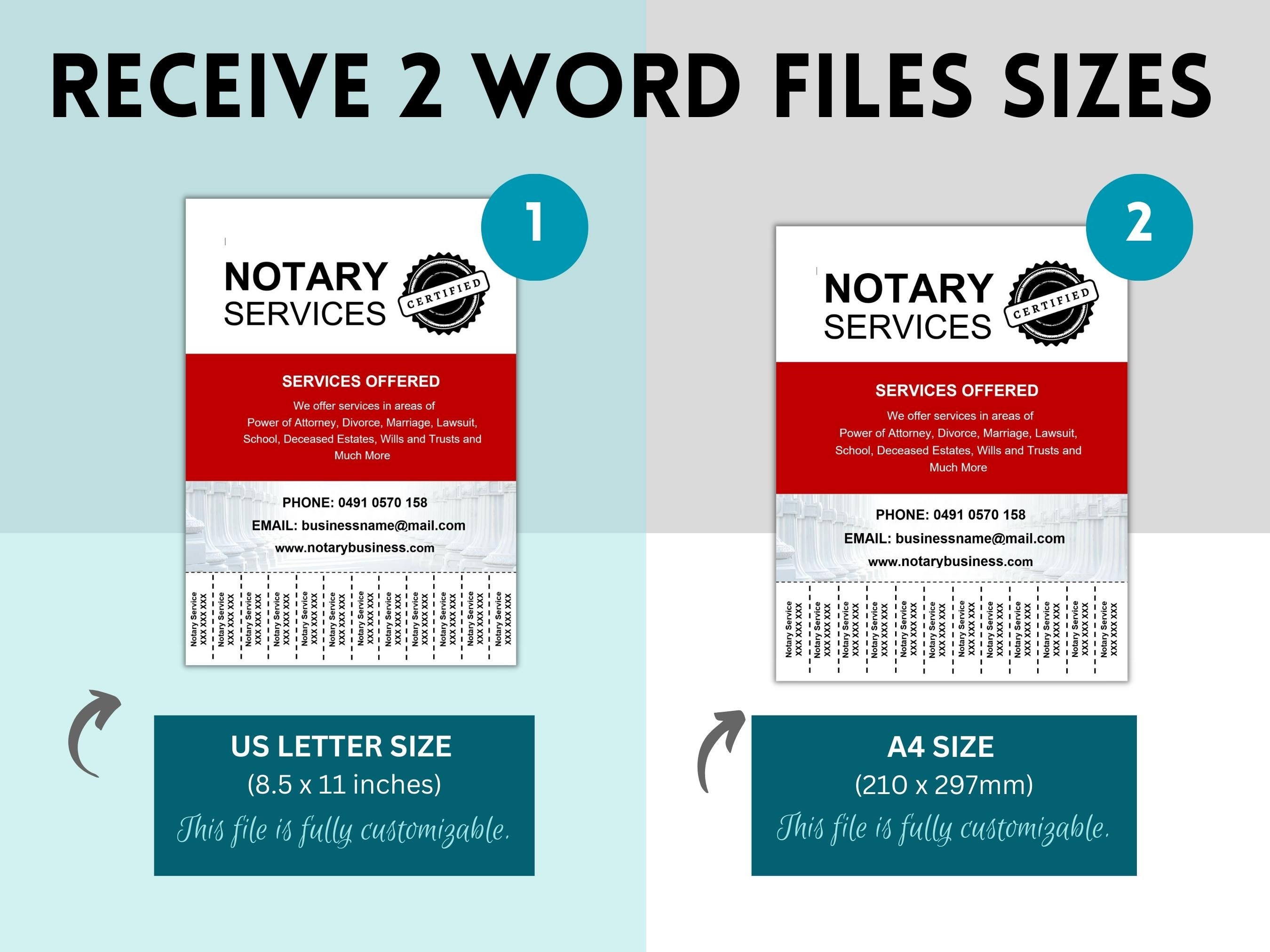 Editable Notary Services Tear-off Flyer, Flyer Template, Notary ...