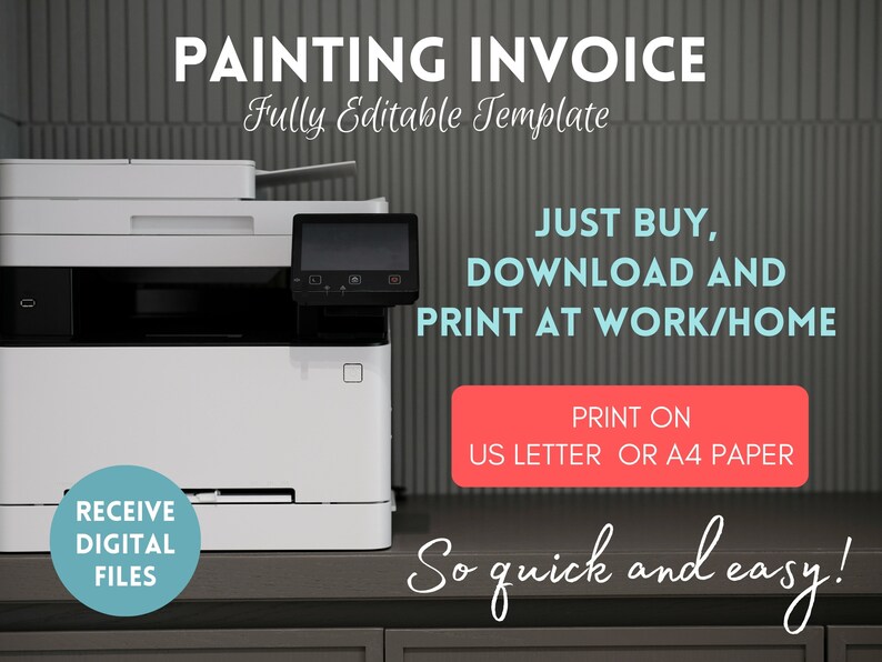 Painting Invoice Template, Editable Microsoft Painting Receipt, Modern ...