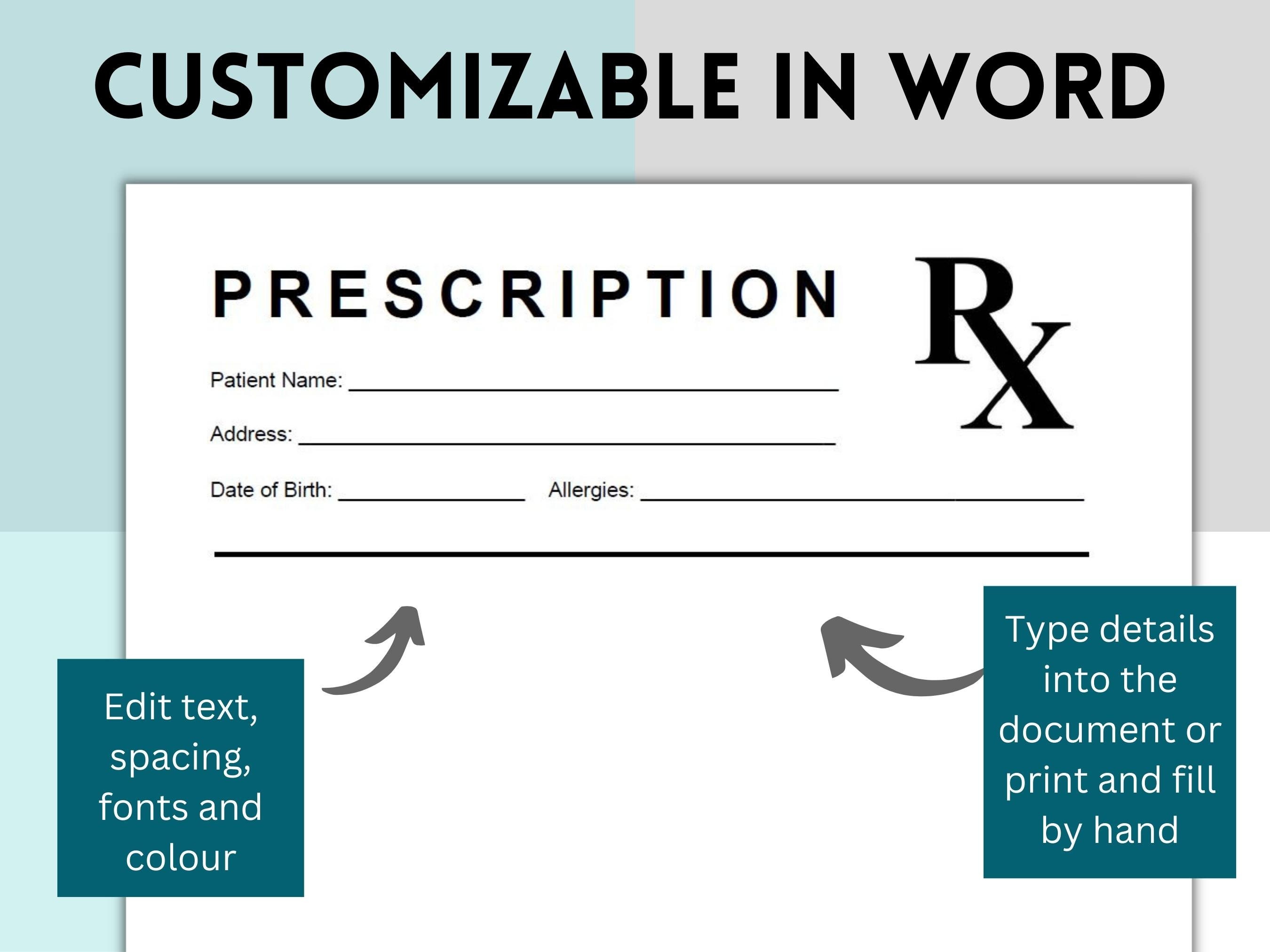 Prescription Pad Template, Rx Prescription Notepad Template ...