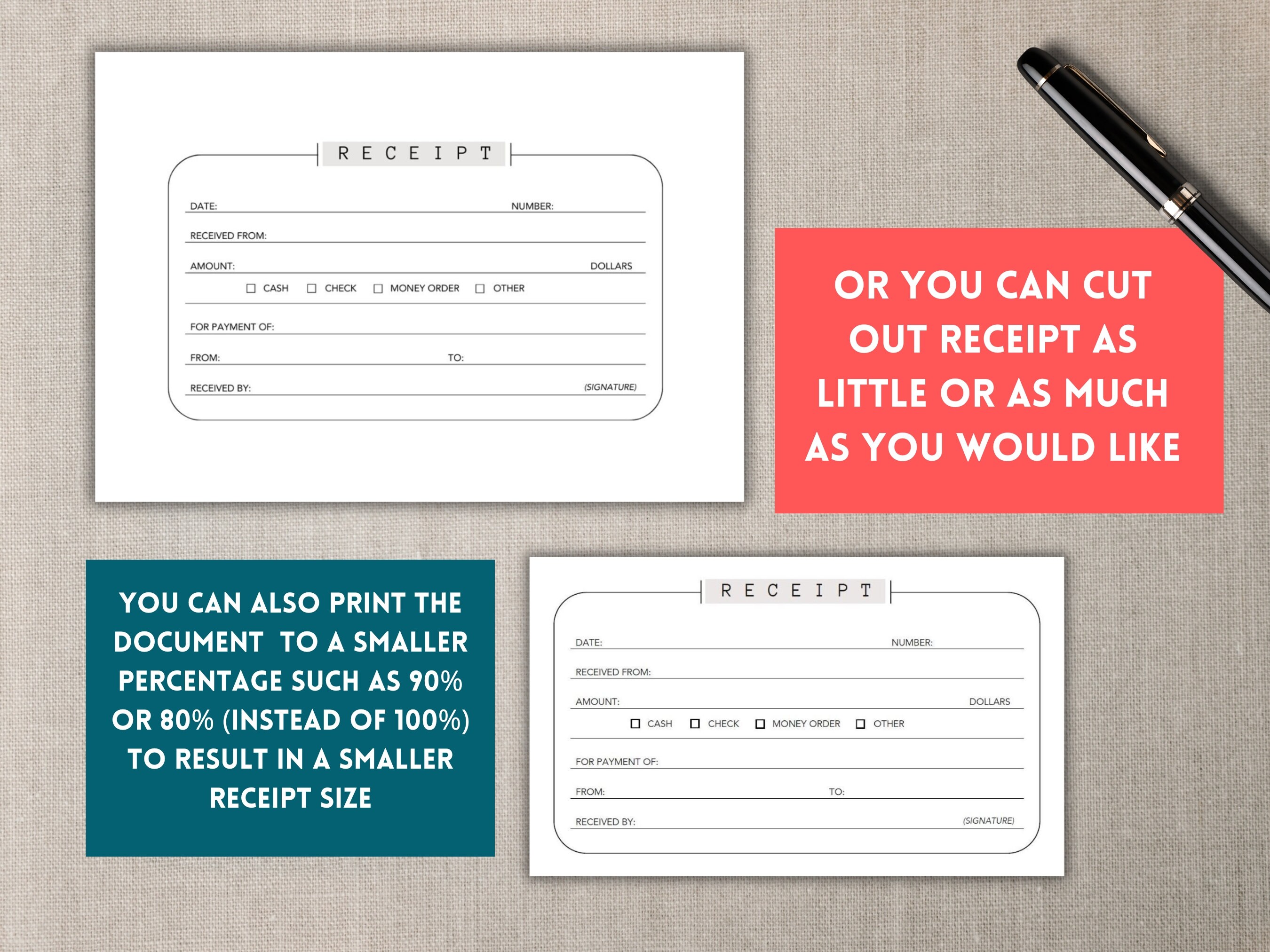 Simple Printable Receipt Form, Small Business Receipt, Sales Receipt ...