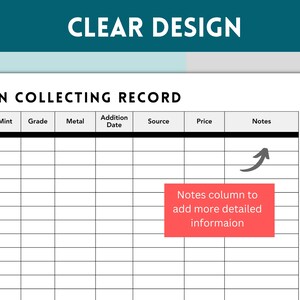 Coin Collection Record, Coin Inventory Log, Coin Collection ...
