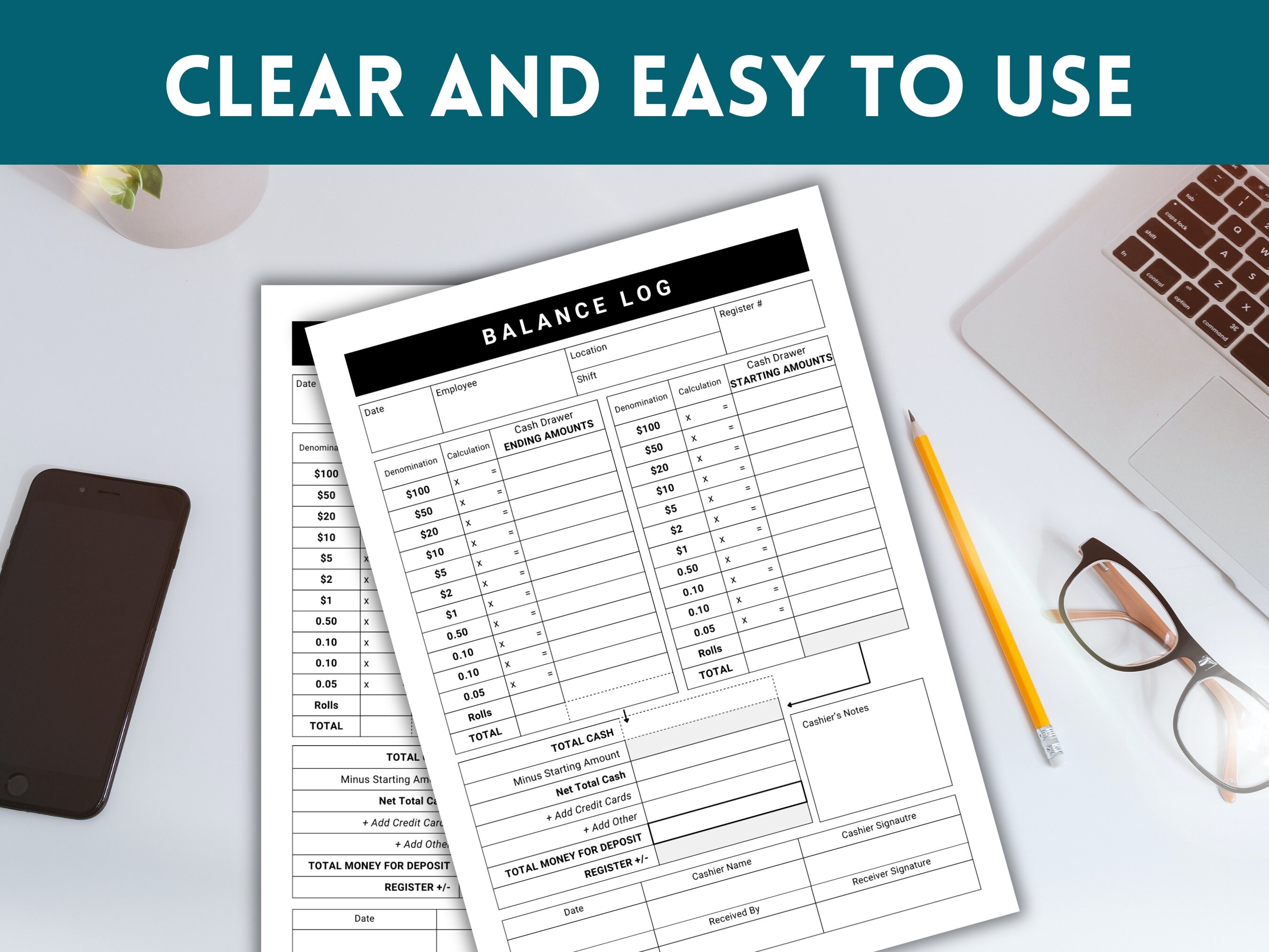 Cash Register Balance Sheet Australian, Till Drawer Balance Log, Cash ...