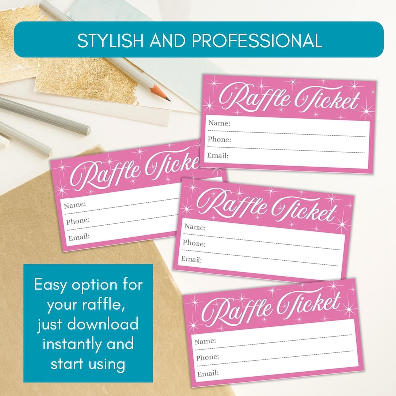 Printable Pink Raffle Ticket, Enter to Win Ticket Template, Raffle Card ...