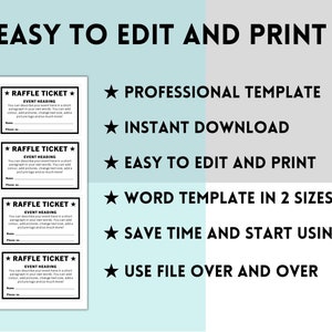 Printable Editable Raffle Ticket Enter to Win Printable - Etsy